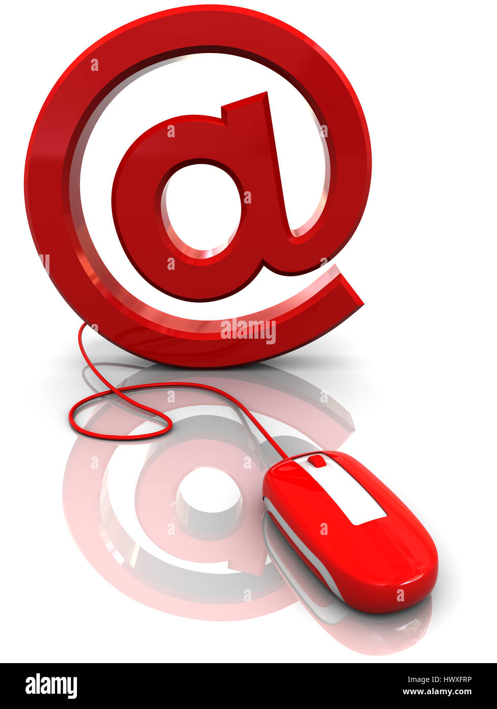 3d illustration of computer mouse connected to email symbol Stock Photo ...
