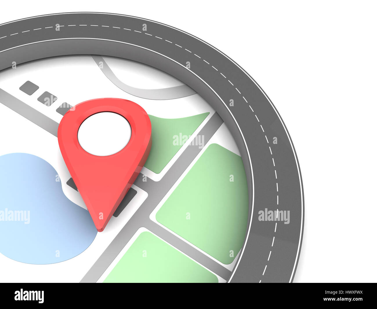 3d illustration of road and red pin, navigation concept Stock Photo - Alamy