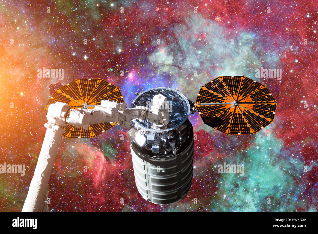 Cargo spacecraft - The Automated Transfer Vehicle over spiral galaxy ...