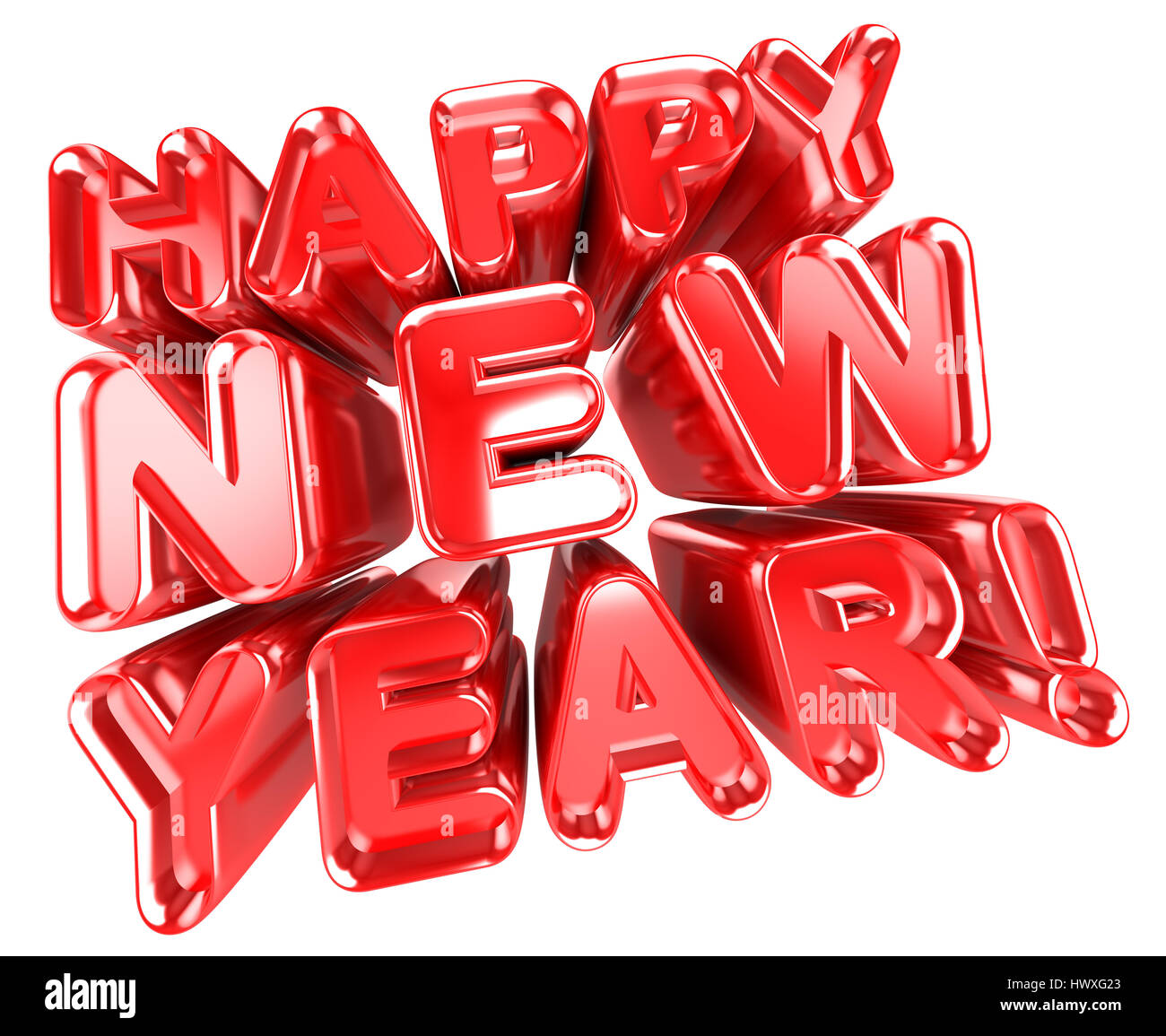 3d illustration of red happy new year sign isolated over white Stock ...