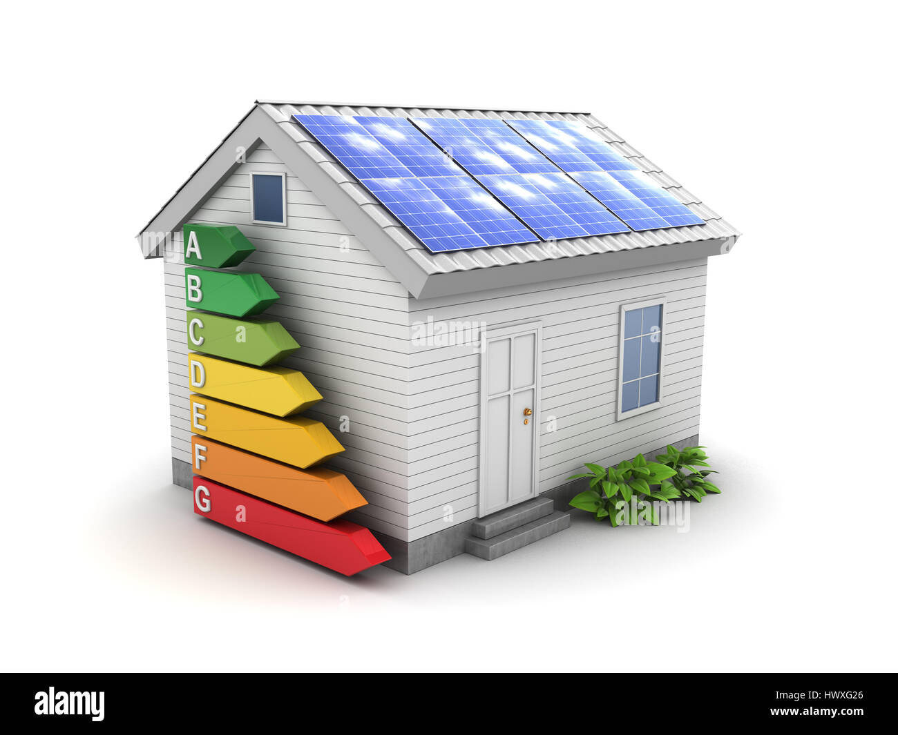 3d illustration of energy efficient house, over white background Stock ...