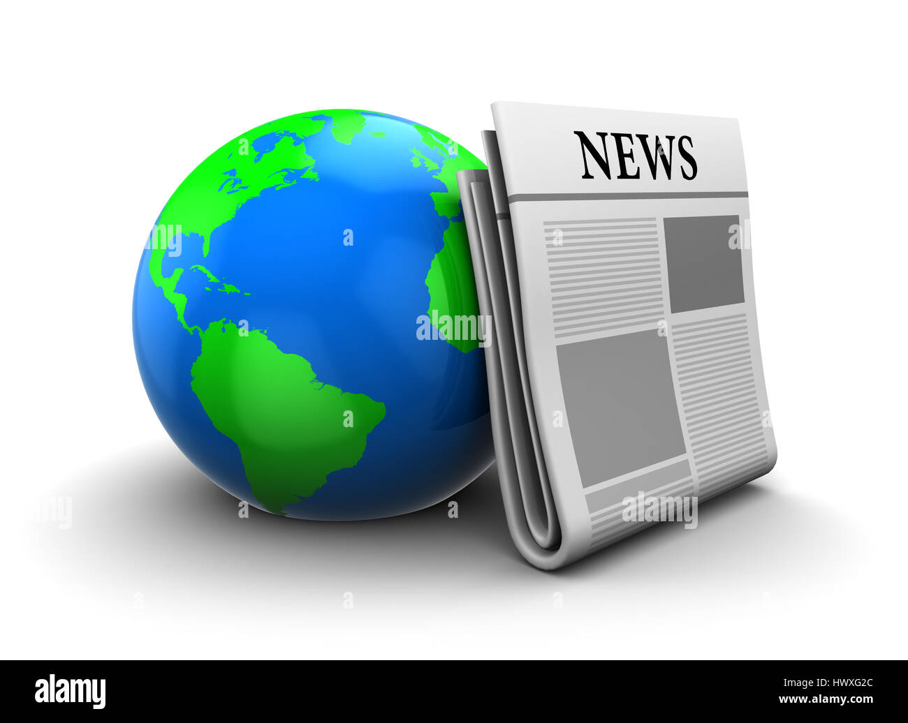 3d illustration of earth globe with newspaper Stock Photo - Alamy