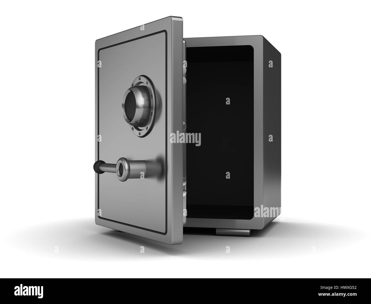 3d illustration of empty half opened safe Stock Photo - Alamy