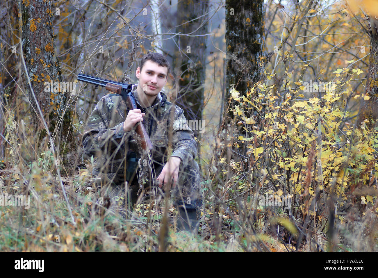 Hunter Hunting Rifle Hunt Man Male Weapon High Resolution Stock ...