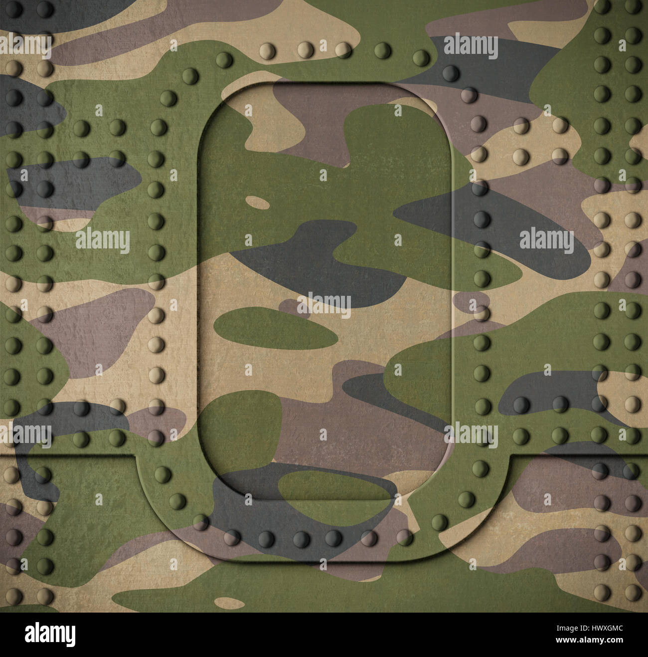 Army camouflage metal armor door with rivets background 3d illustration ...