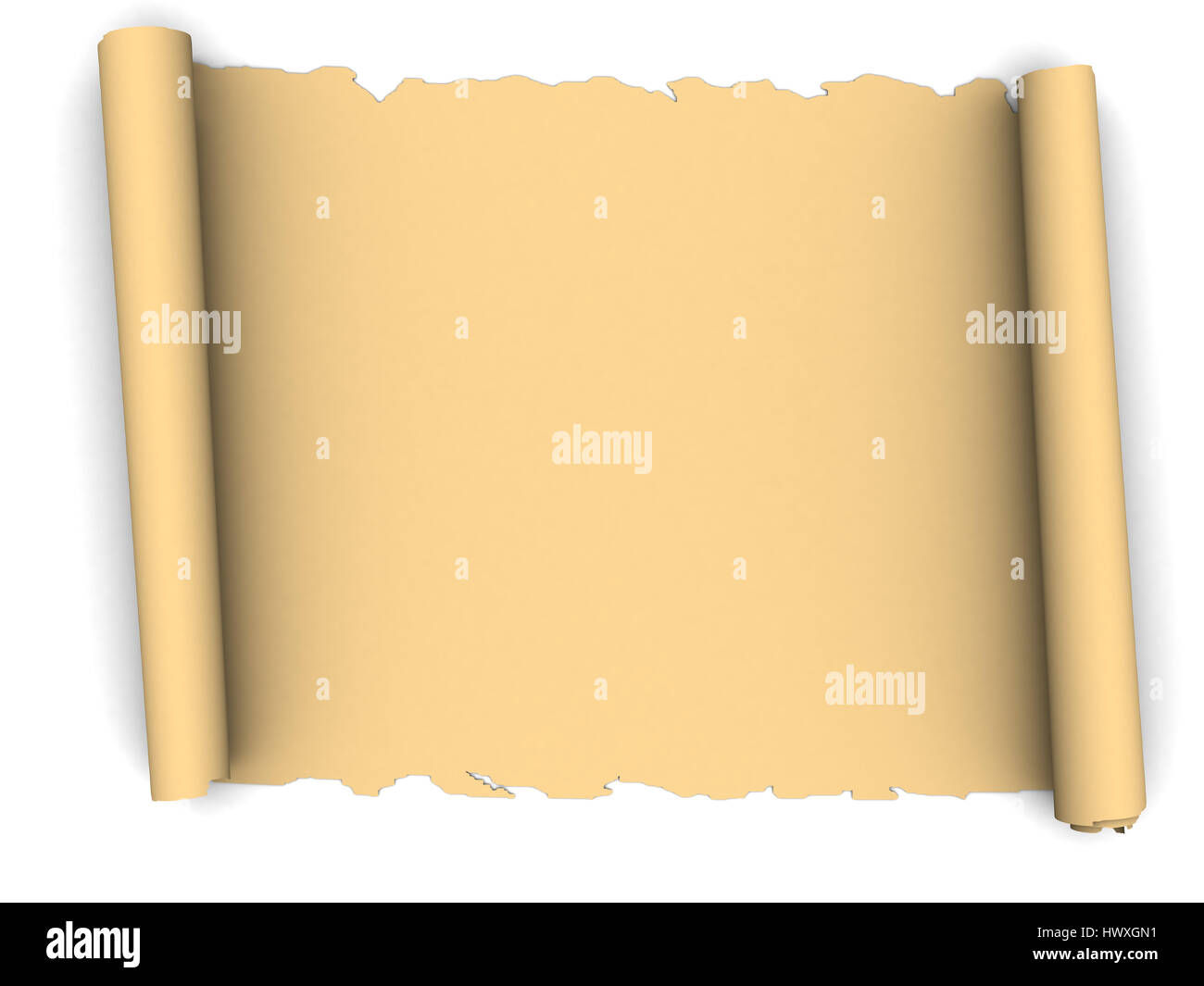 3d illustration of blank paper scroll over white background Stock Photo ...