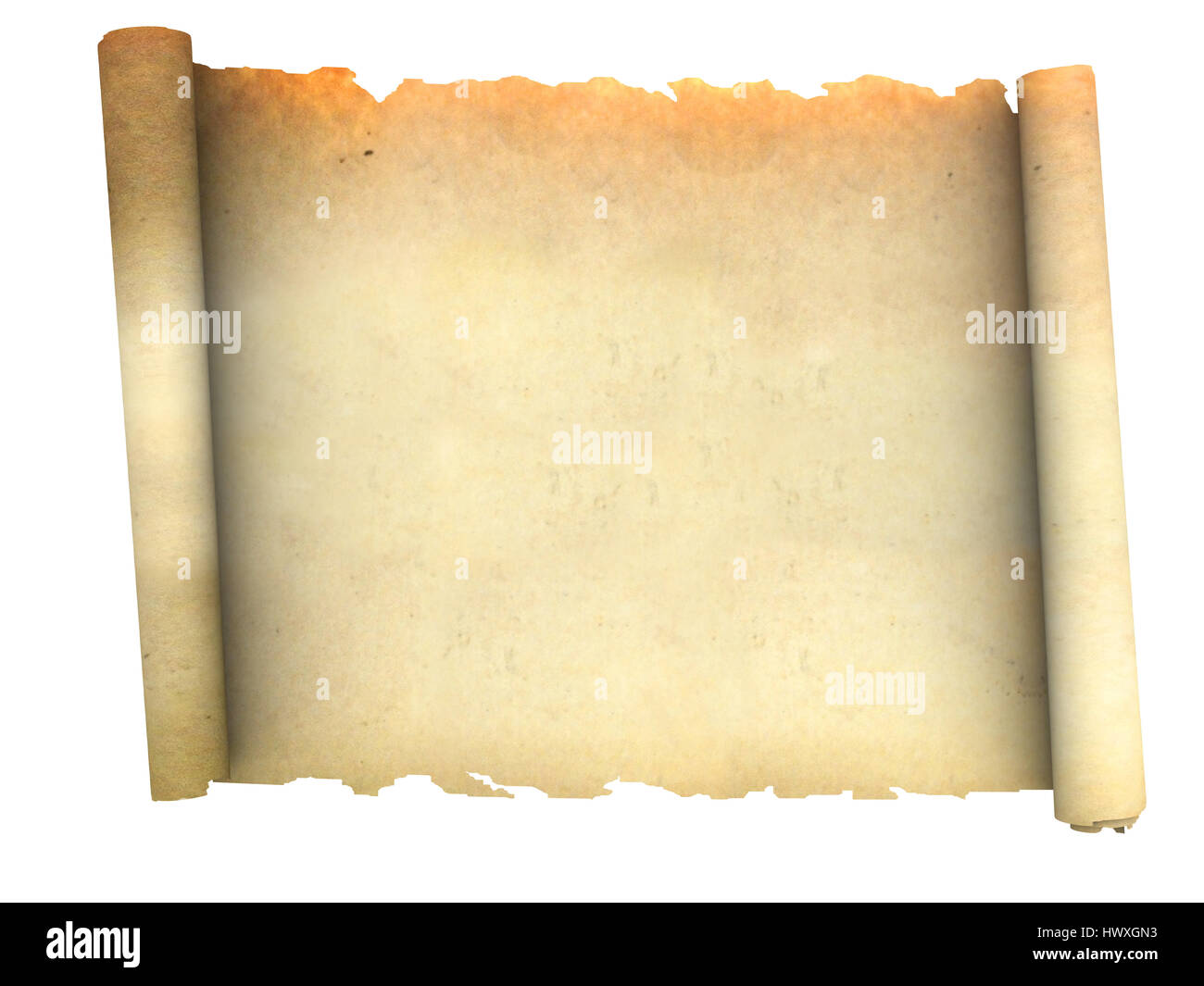 3d illustration of an ancient paper scroll isolated over white ...