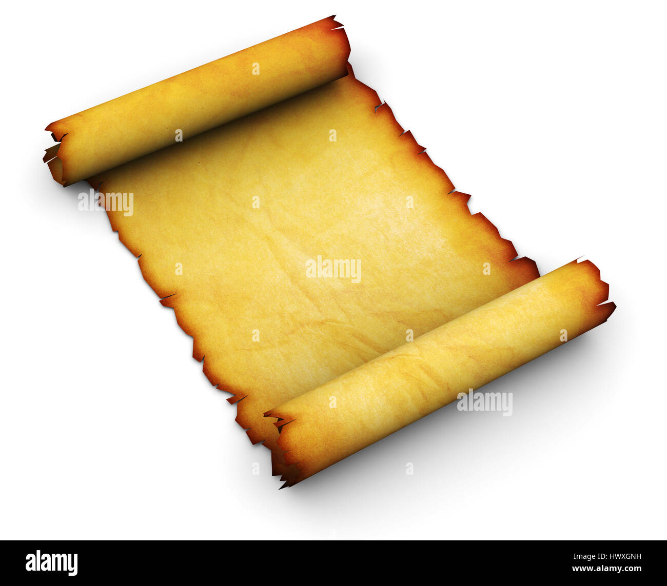 3d illustration of old paper scroll over white background Stock Photo ...