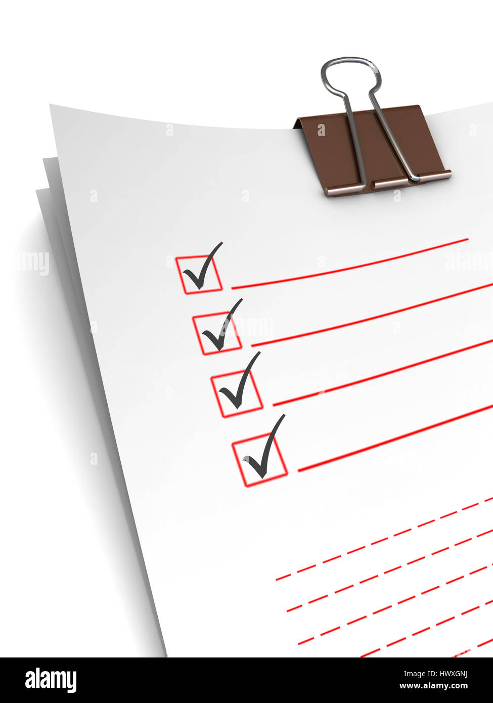 3d illustration of questionnaire pages with pencil Stock Photo - Alamy