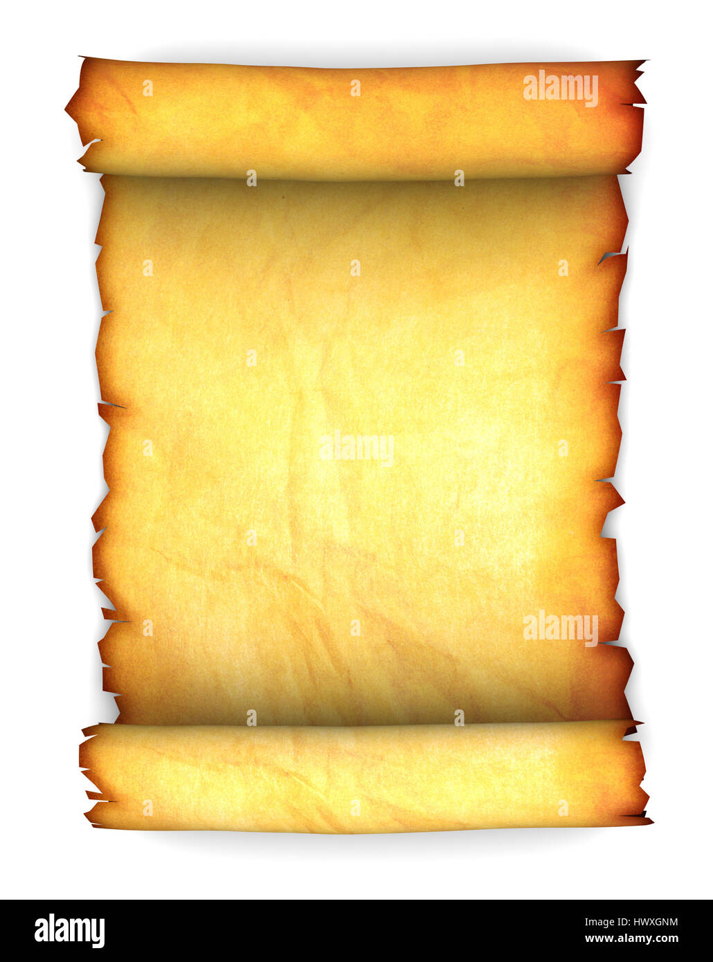 abstract 3d illustration of ancient paper scroll over white background ...