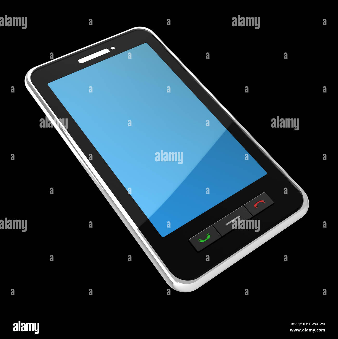 3d illustration of modern mobile phone isolated over black background ...