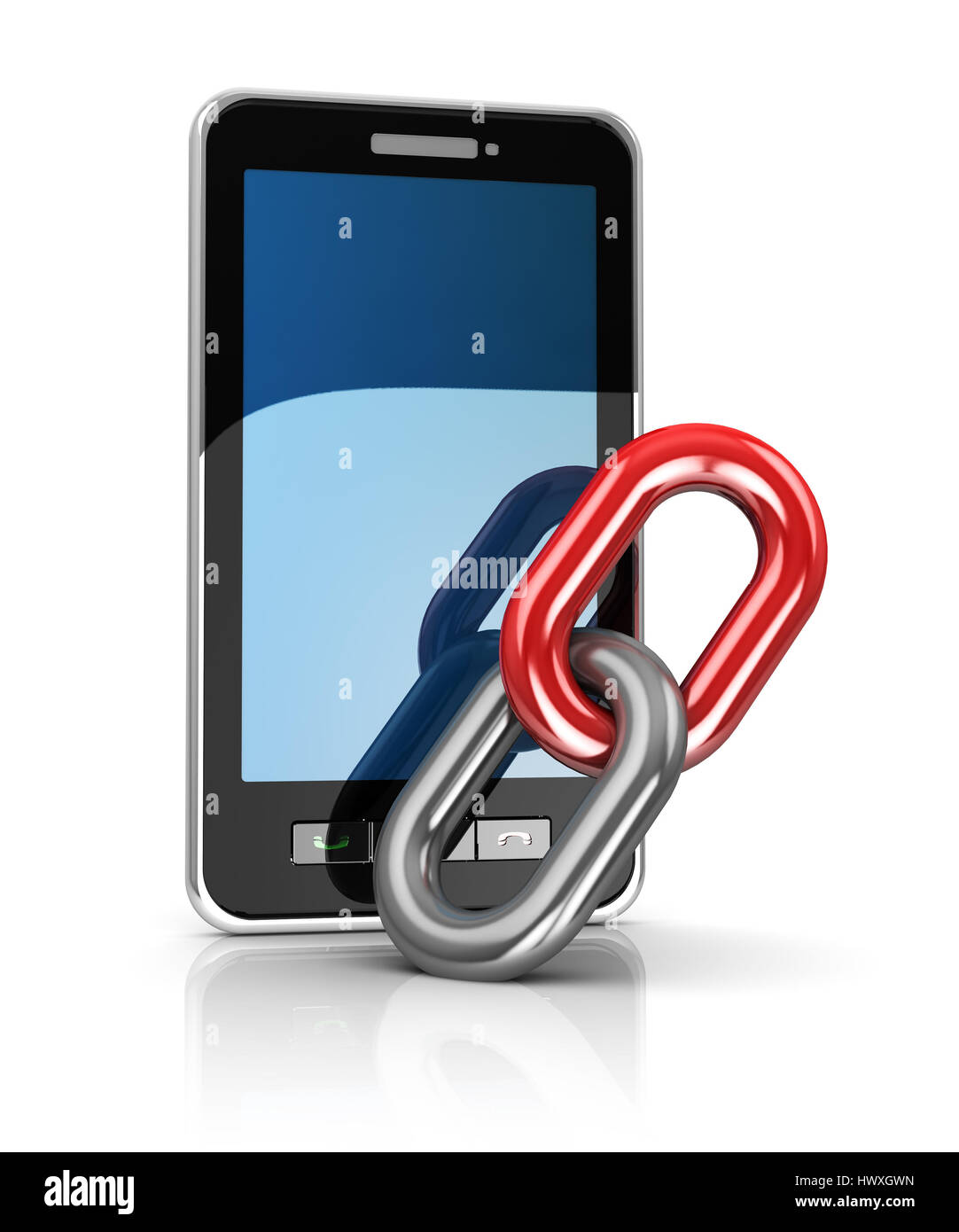 abstract 3d illustration of mobile phone and link Stock Photo - Alamy