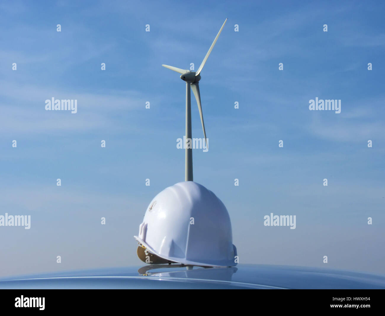 the wind turbine and the helmet Stock Photo - Alamy