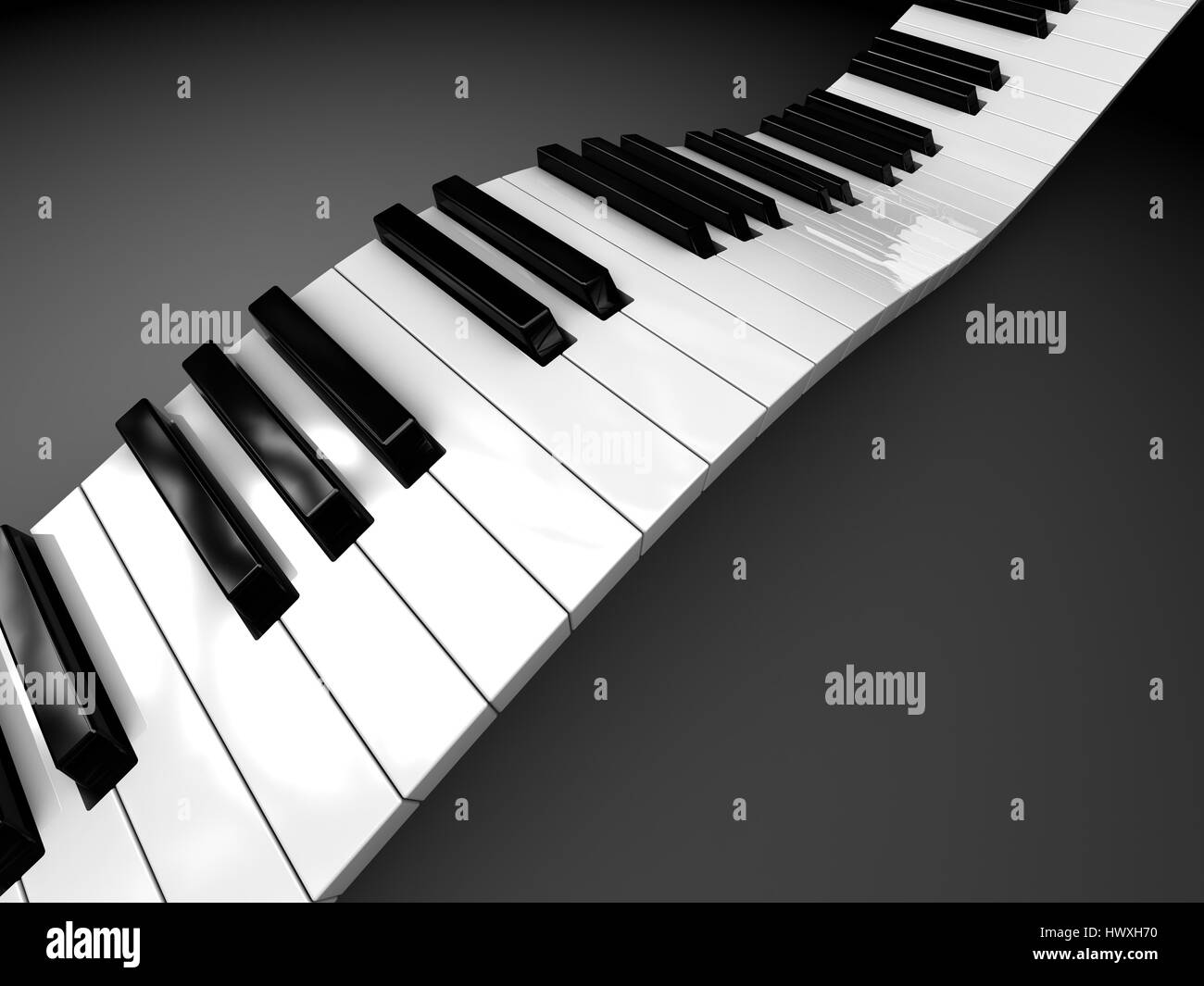 abstract 3d illustration of curved piano keyboard Stock Photo - Alamy