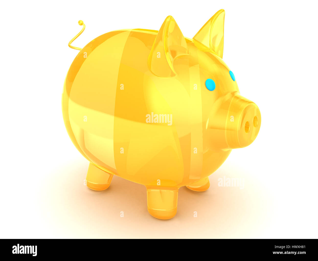 3d illustration of orange glass pig over white background Stock Photo ...