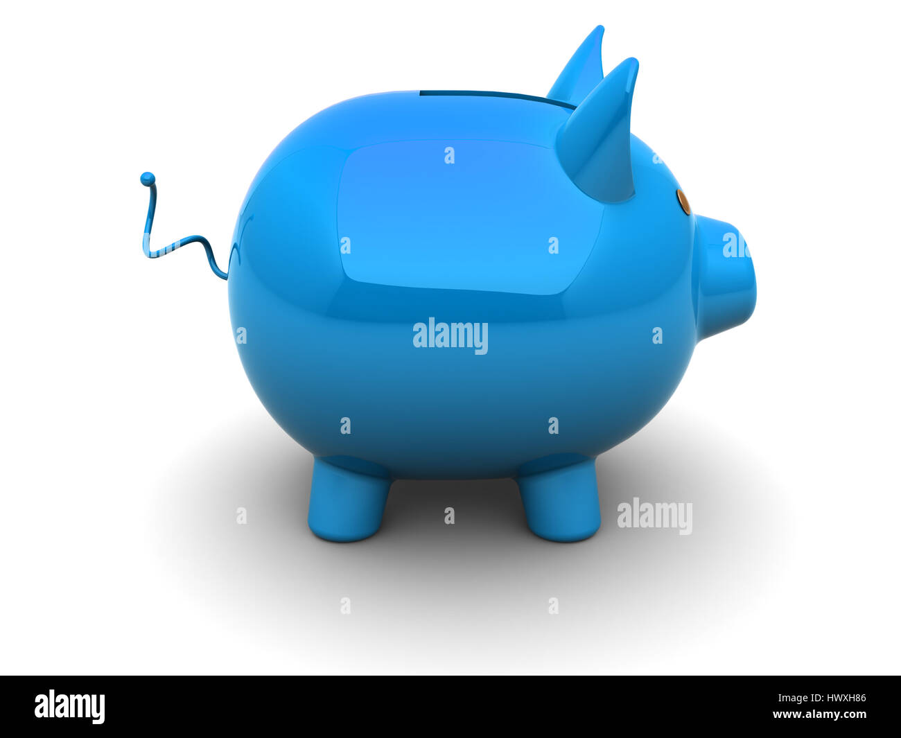 3d illustration of blue piggy bank over white background Stock Photo ...