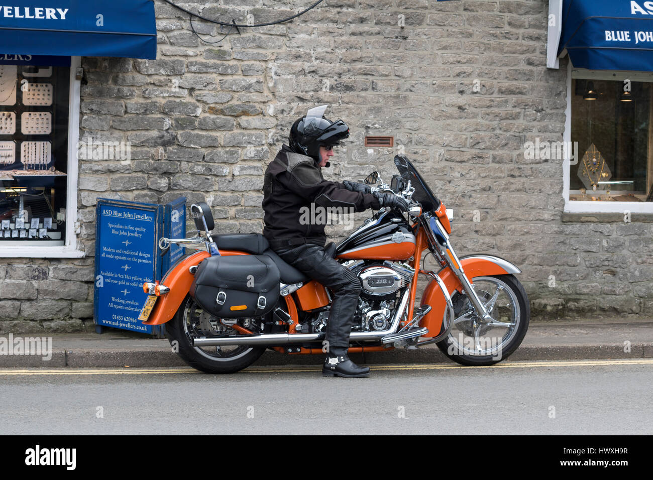 Custom style cruiser motorcycles Derbyshire England Stock Photo - Alamy