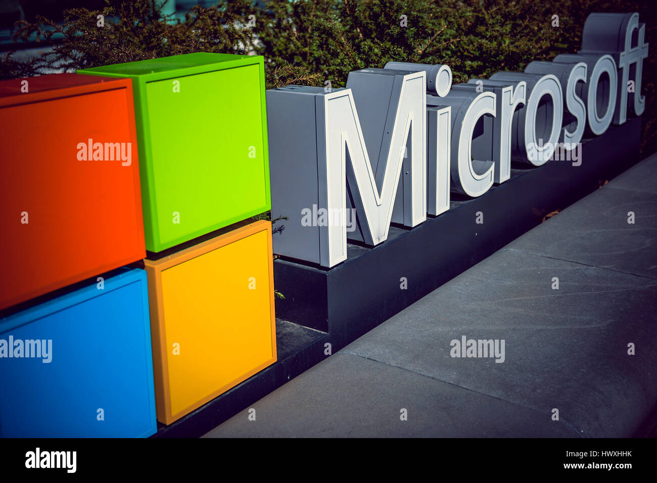 Microsoft Sign in front of Office Building, Munich, Germany Stock Photo ...