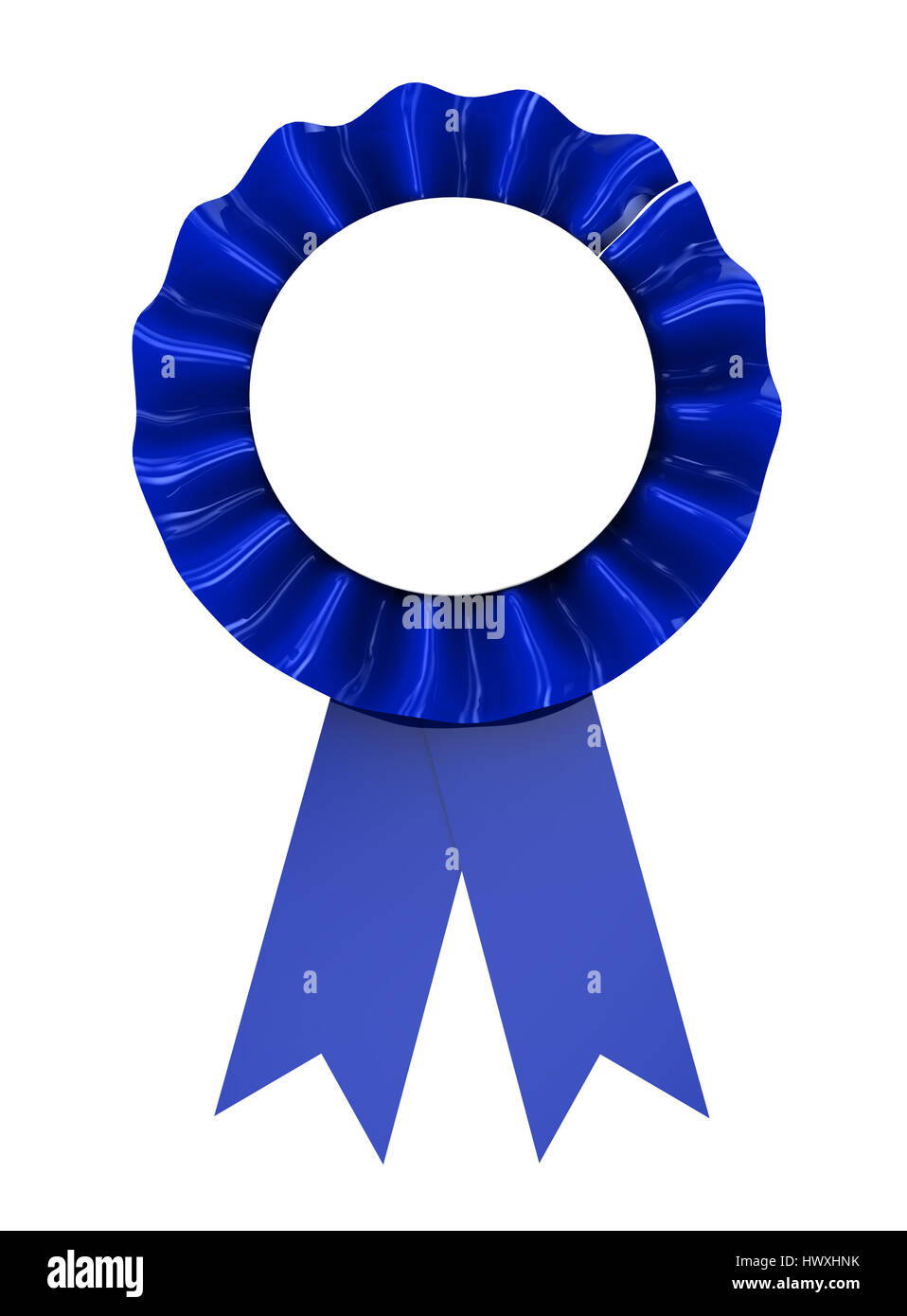 3d illustration of award blue ribbon isolated over white background ...