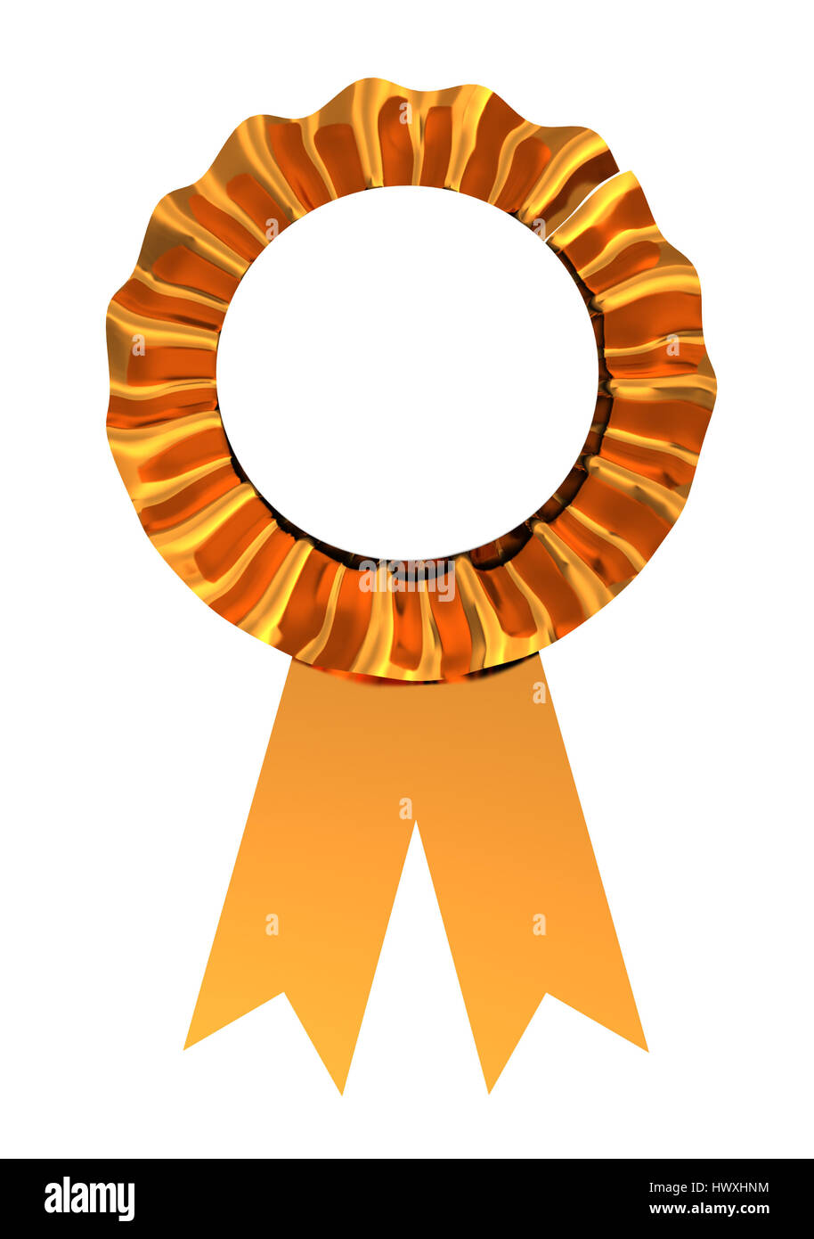 3d illustration of golden ribbon award isolated over white background ...