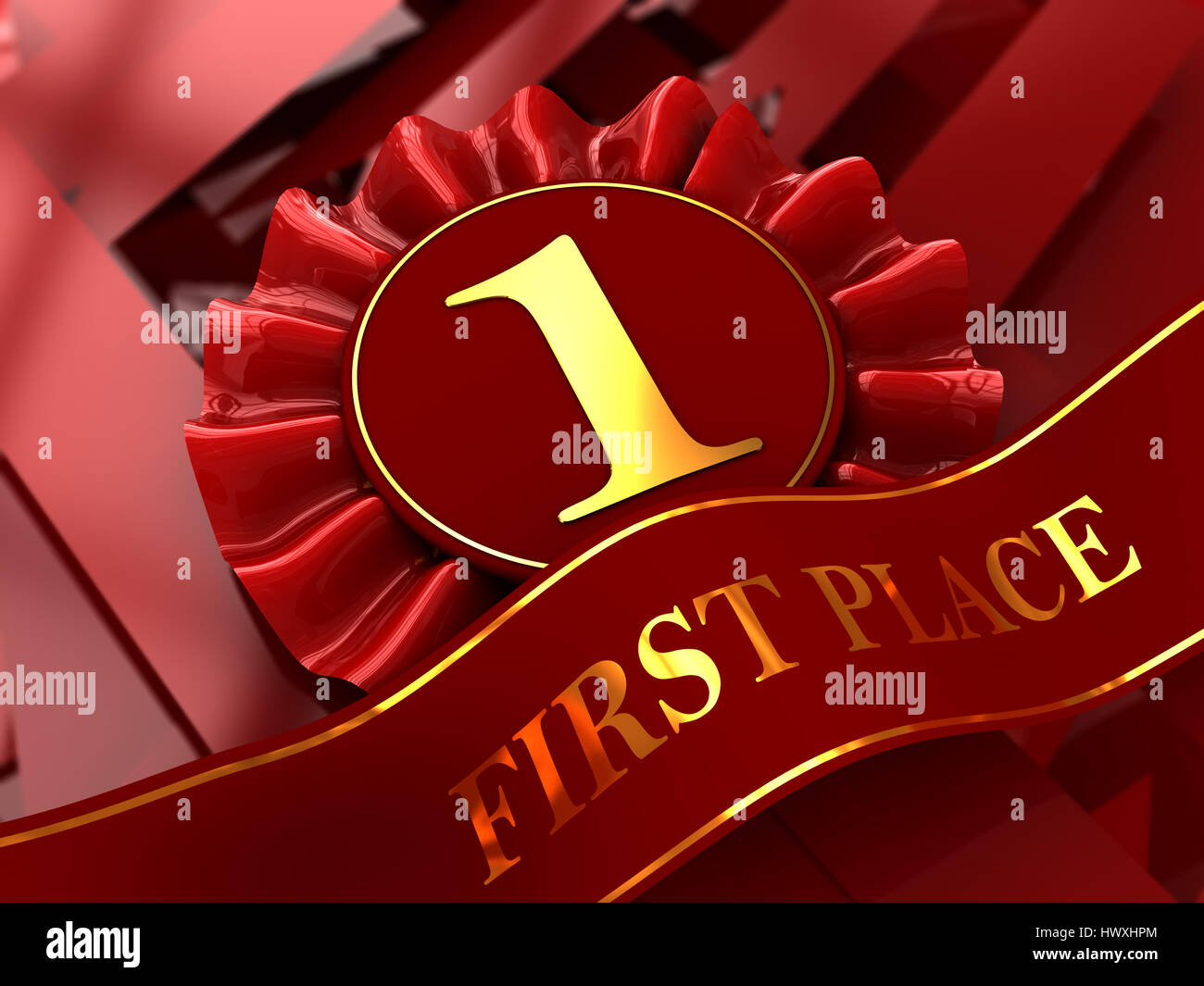 abstract 3d illustration of red first place award background Stock ...