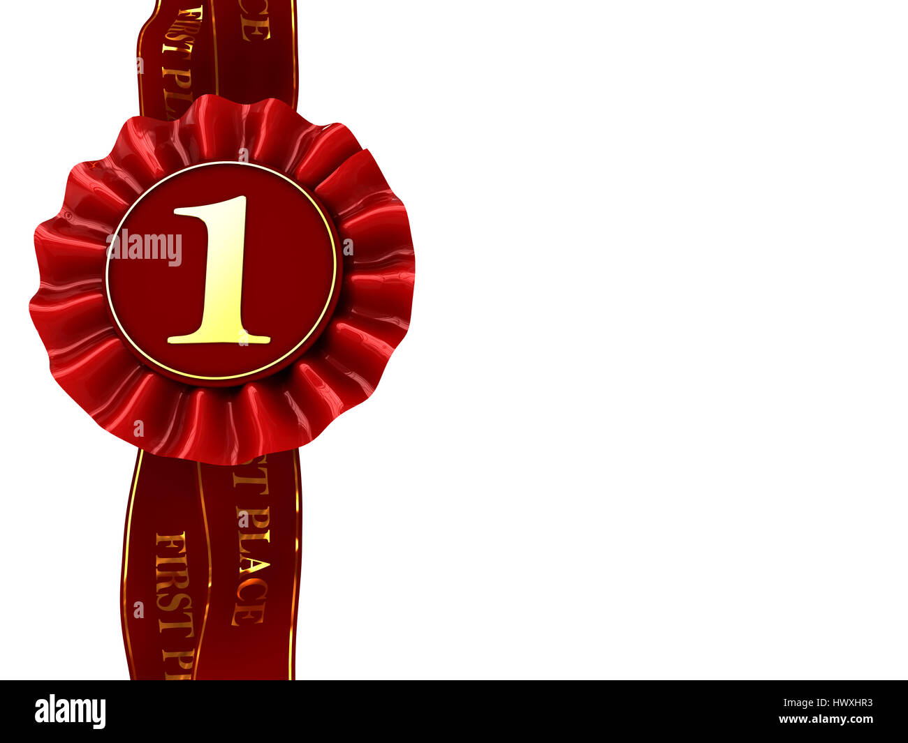 abstract 3d illustration of first place award ribbon with copy space ...