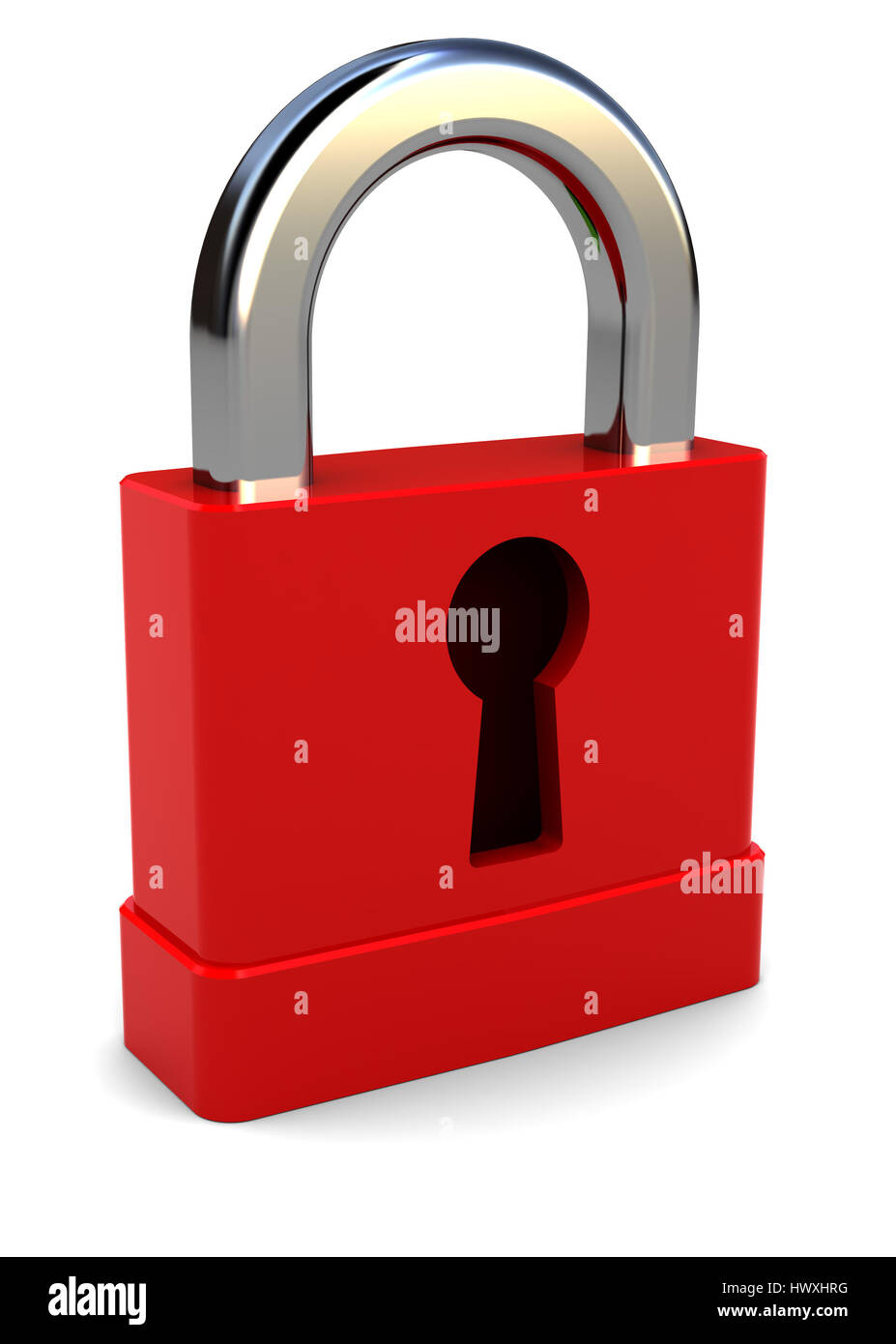 3d illustration of small red lock over white background Stock Photo - Alamy