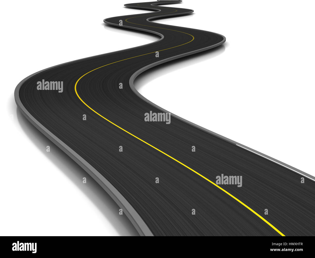3d illustration of curved road over white background Stock Photo - Alamy
