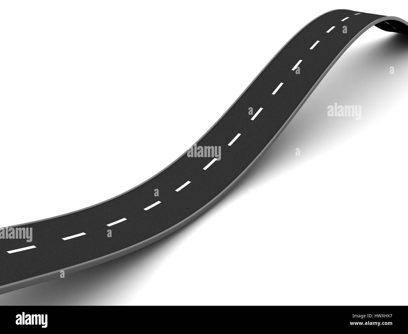 3d illustration of curved asphalt road, over white background Stock ...