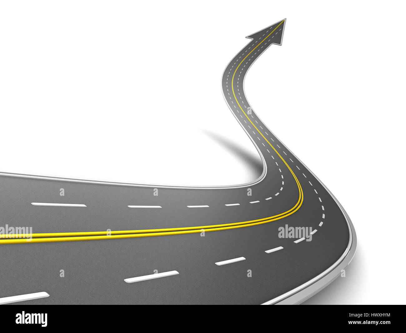 3d illustration of road with arrow at end, over white background Stock ...
