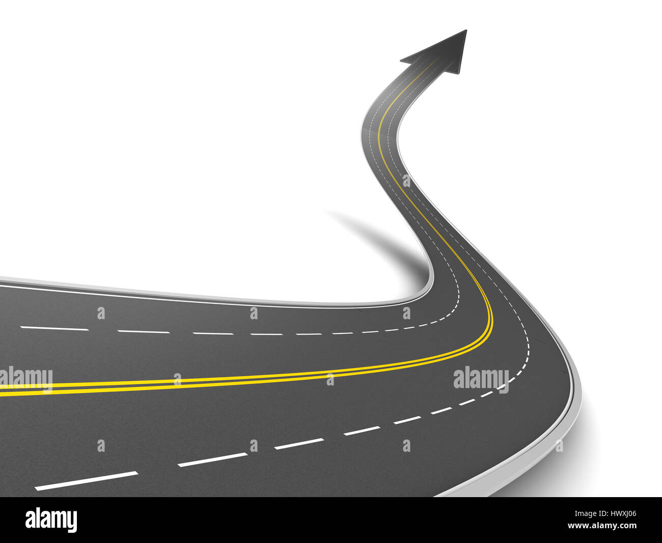 3d illustration of road with arrow, over white background Stock Photo ...