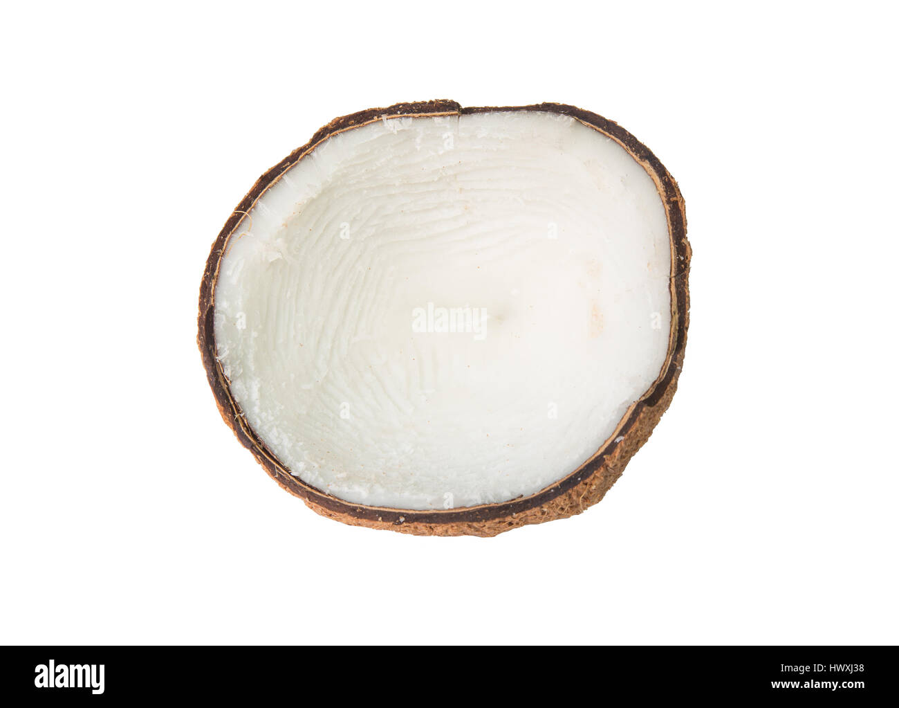 Coconut cut in half isolated on white background Stock Photo - Alamy
