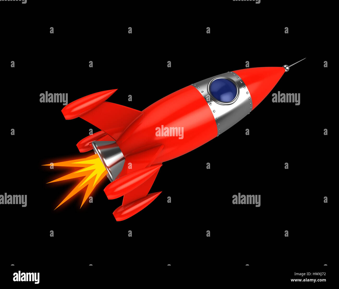 3d illustration of space rocket over black background Stock Photo - Alamy