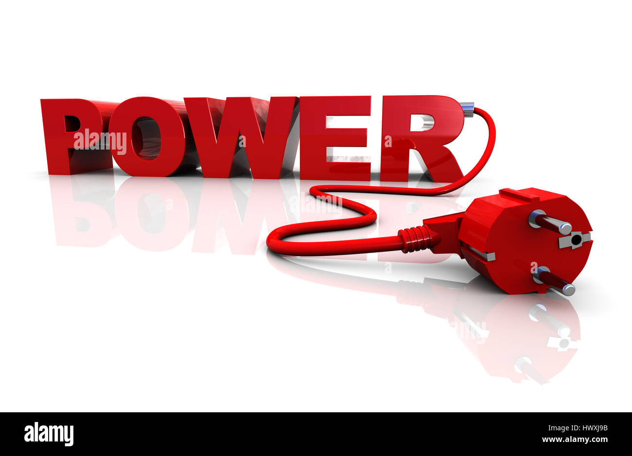 abstract 3d ilustration of text 'power' with electrical cable Stock ...