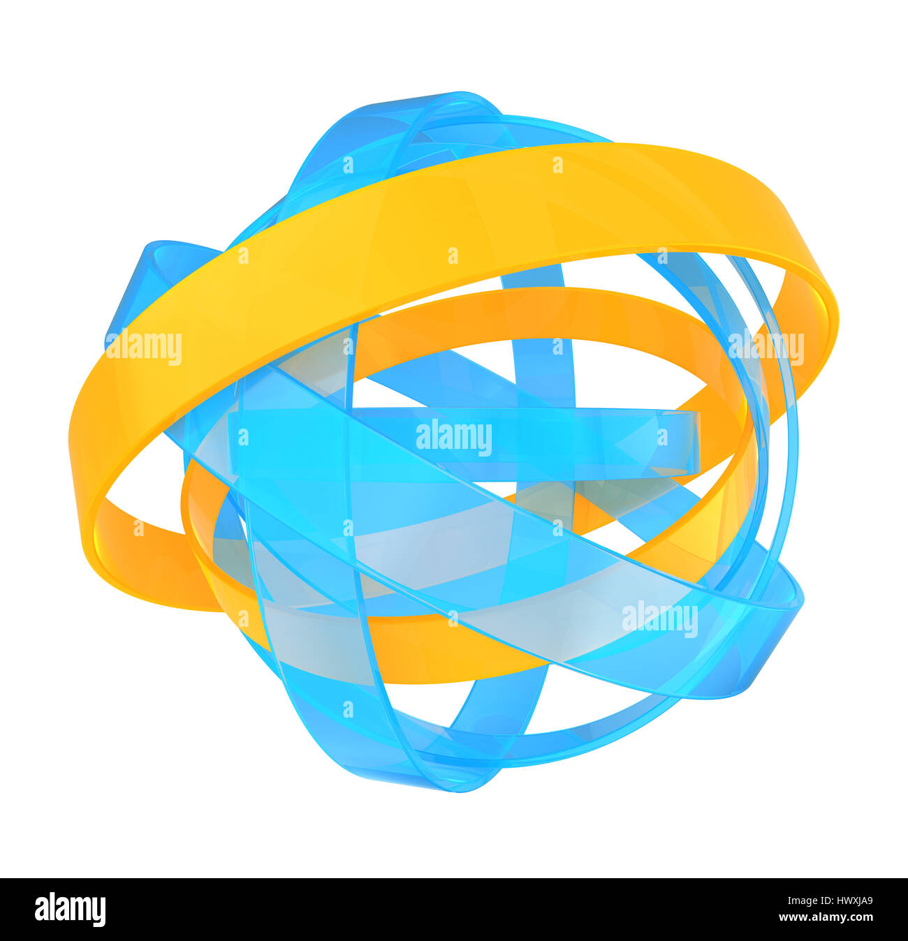 abstract 3d illustration of blue and orange sphere structure Stock ...