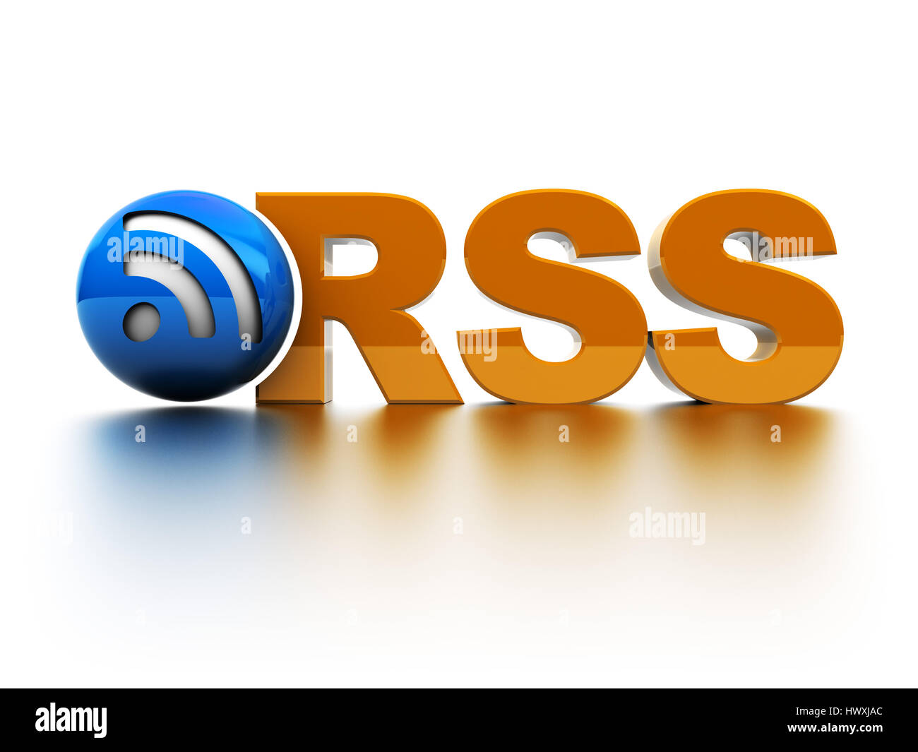 abstract 3d illustration of rss symbol or icon, over white background ...