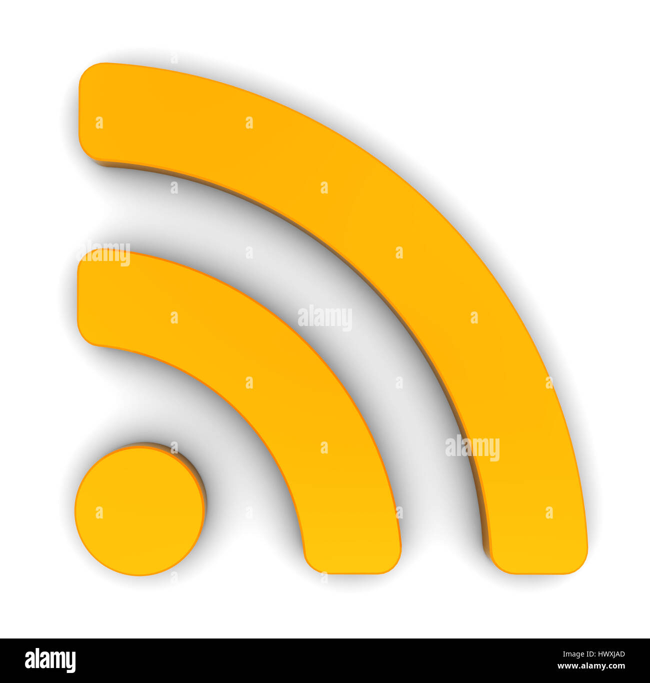 3d illustration of generic orange rss icon, over white background Stock ...