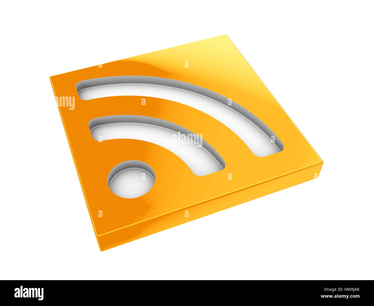 abstract 3d illustration of rss icon or symbol isolated over white ...