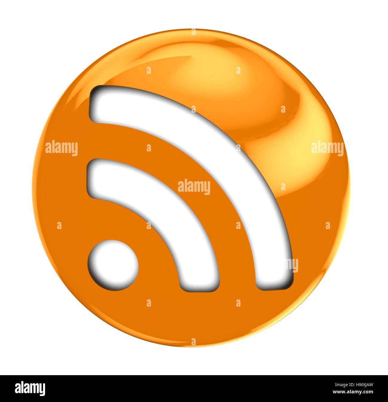 3d illustration of round rss symbol isolated over white background ...