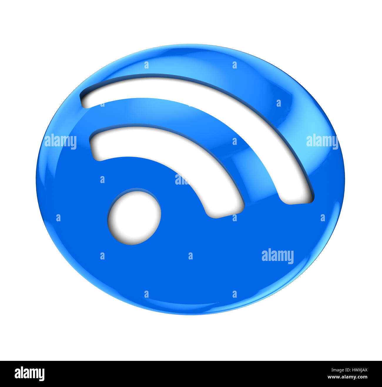 3d illustration of rss symbol or icon isolated over white background ...