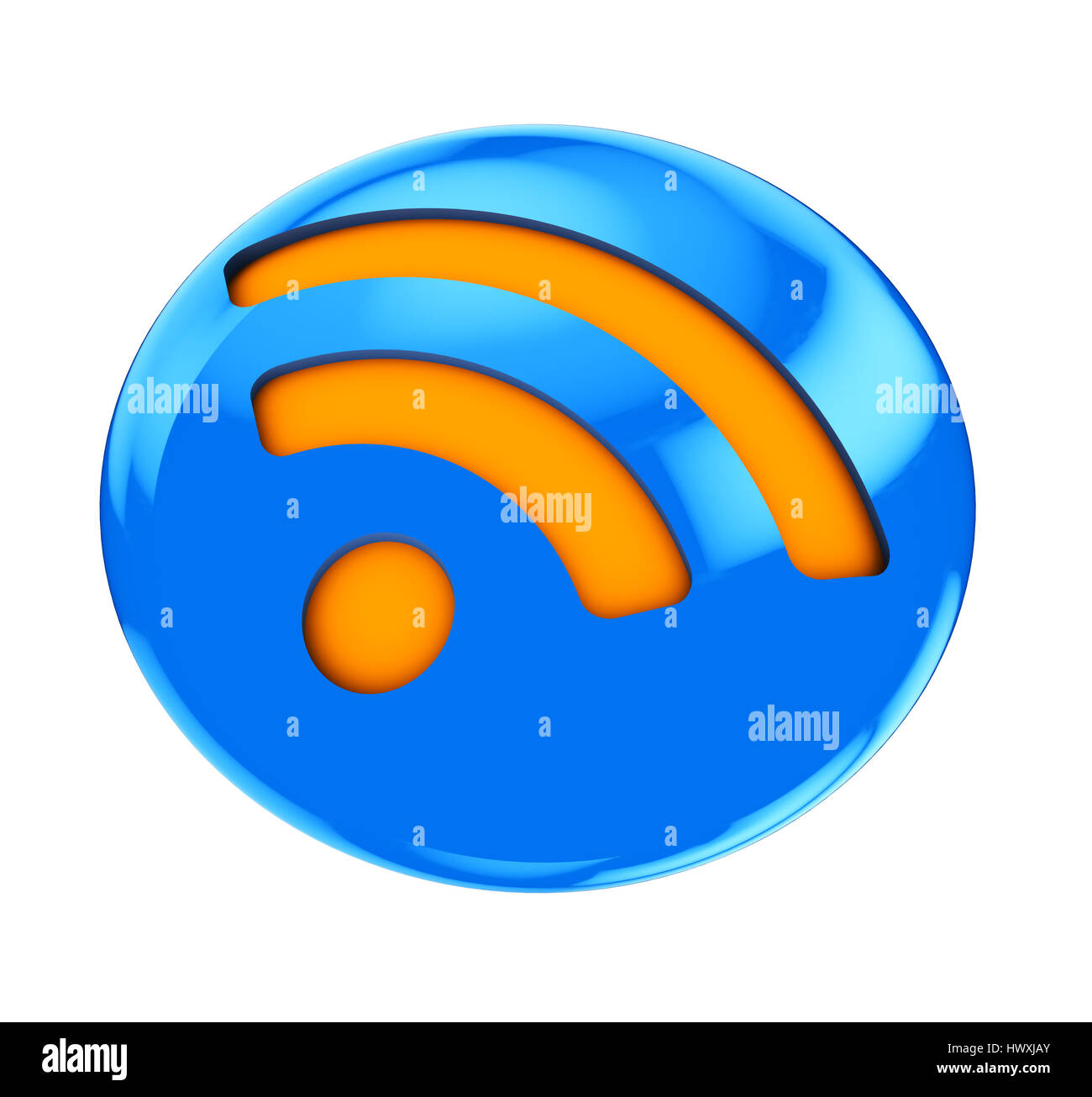 abstract 3d illustration of rss sign or symbol isolated over white ...