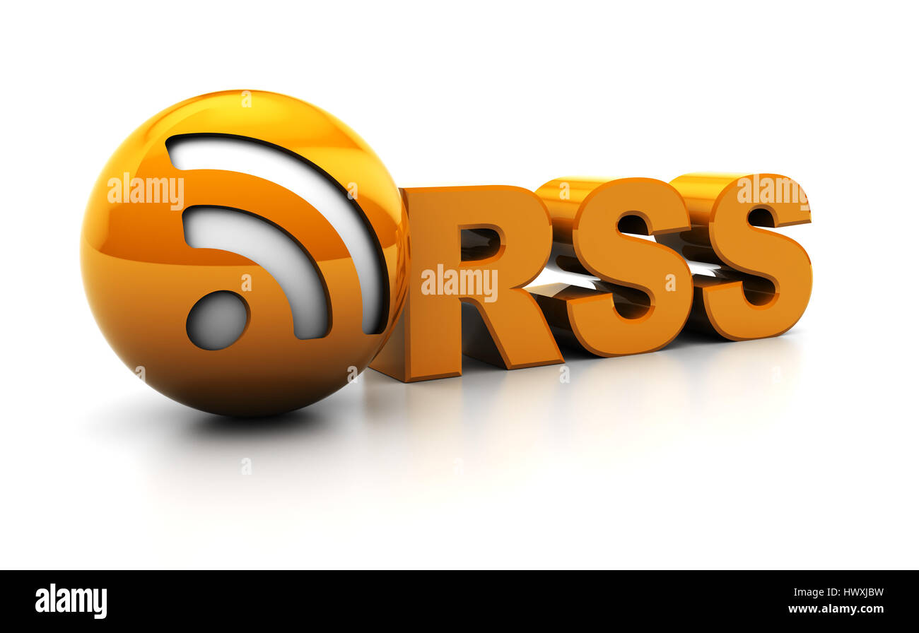 abstract 3d illustration of rss sign or icon over white background ...