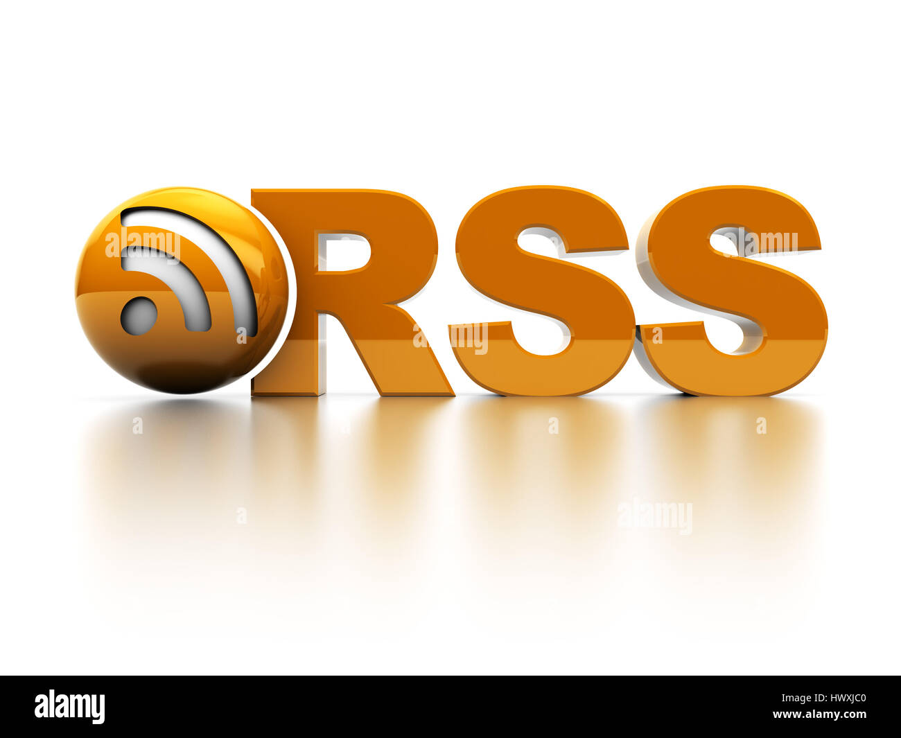 3d illustration of rss sign and symbol over white background Stock ...