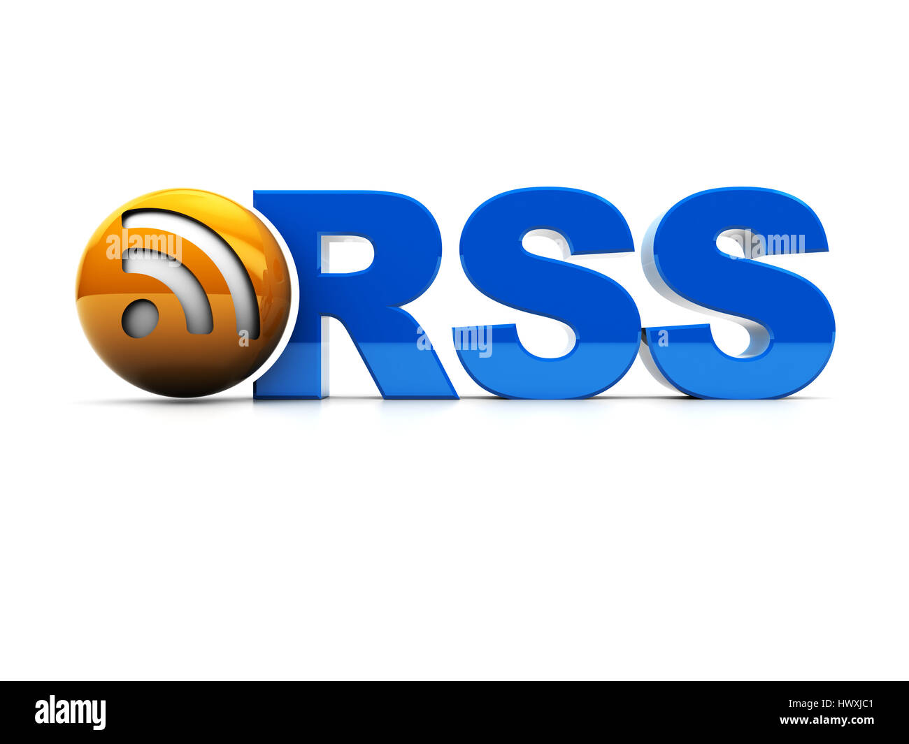 abstract 3d illustration of rss sign or icon, over white background ...
