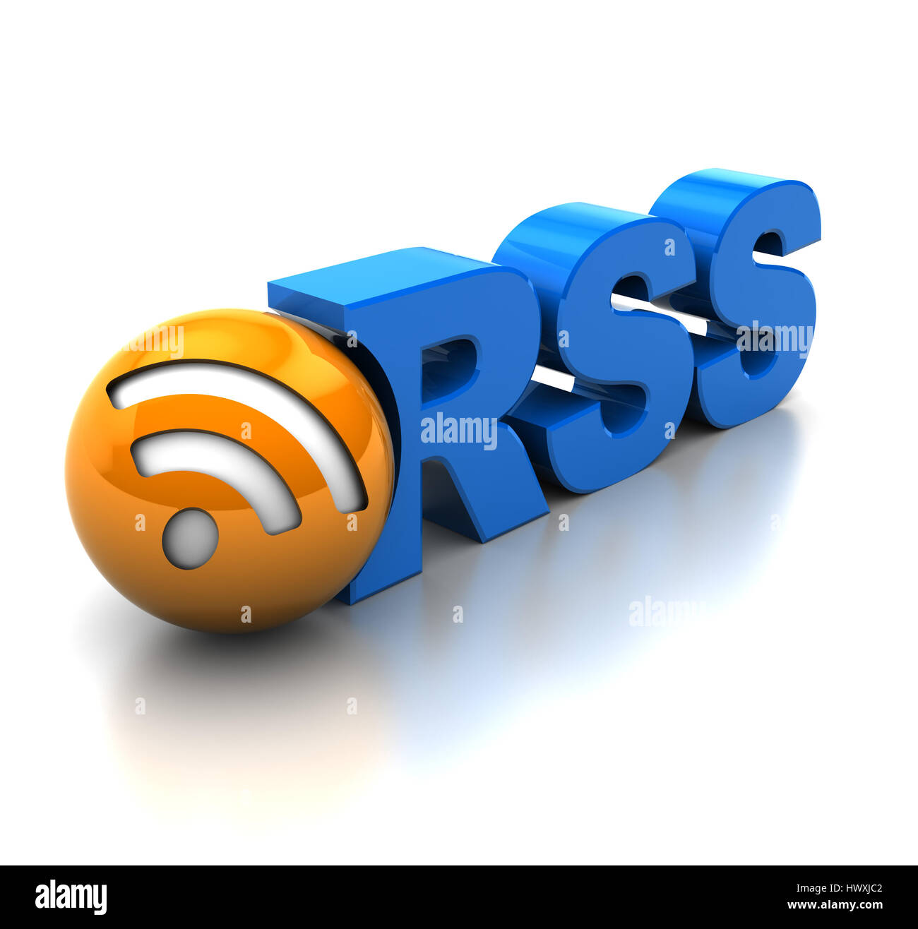 abstract 3d illustration of rss symbol or icon, over white background ...
