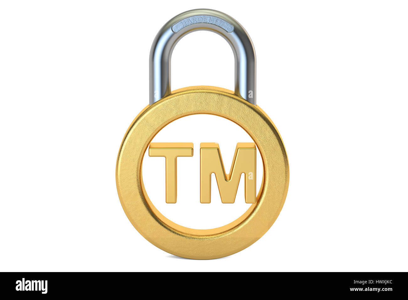 Trademark concept with padlock, 3D rendering isolated on white ...