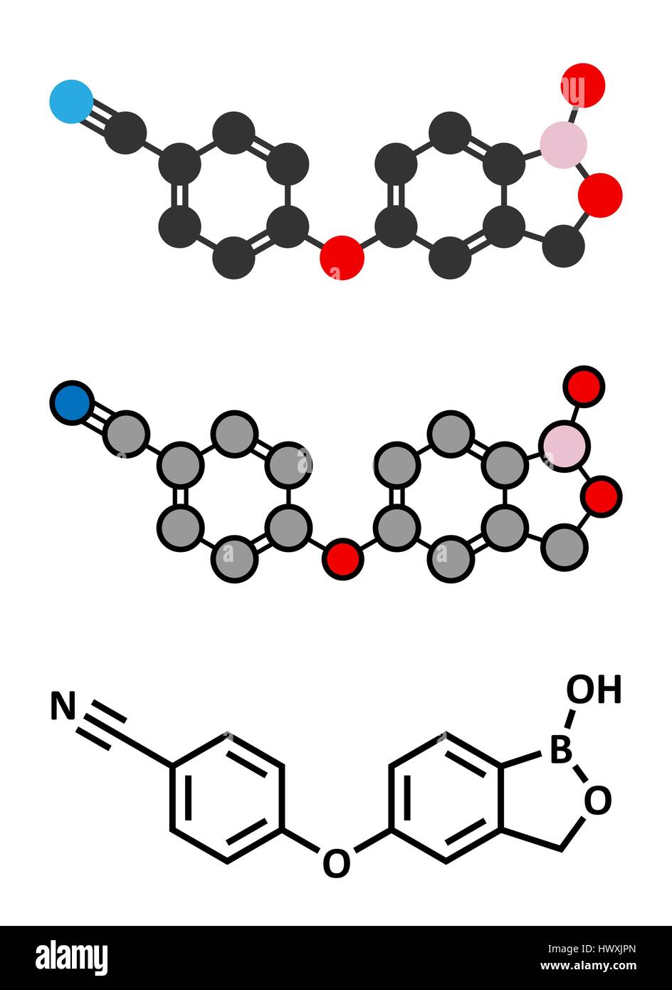 Crisaborole eczema drug molecule (Phosophodiesterase-4 inhibitor ...
