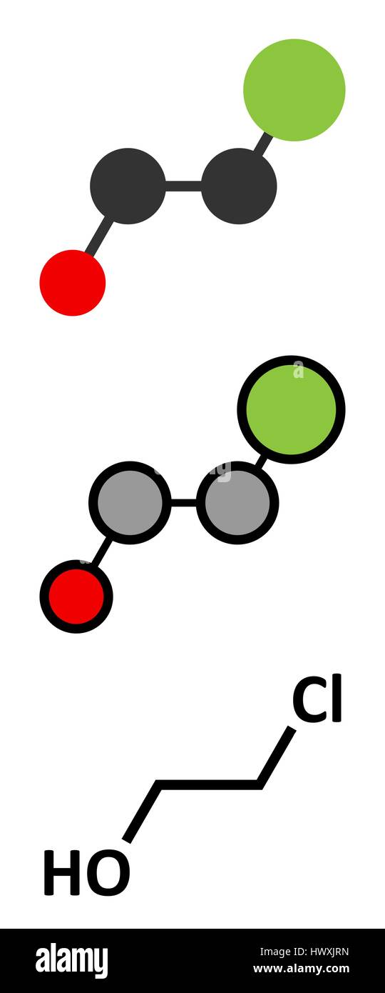 Ethylene chlorohydrin molecule. Side product formed during ethylene ...