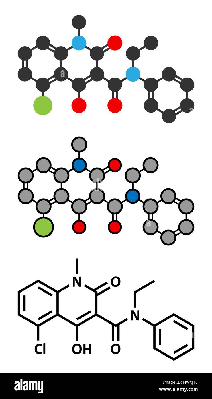 Laquinimod multiple sclerosis drug molecule. Conventional skeletal ...