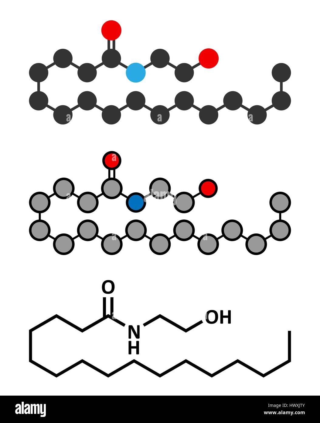 Palmitoylethanolamide (PEA) drug molecule. Conventional skeletal ...